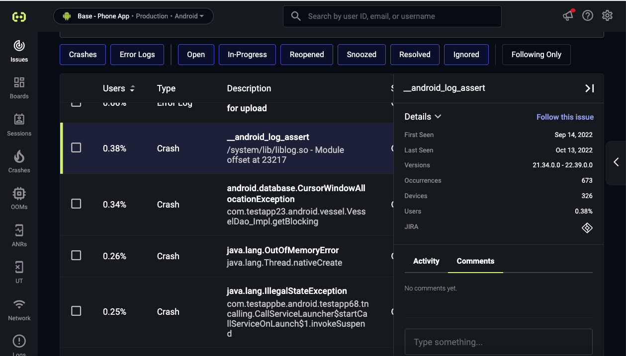 Identify, prioritize, and resolve with Embrace's Issues Dashboard